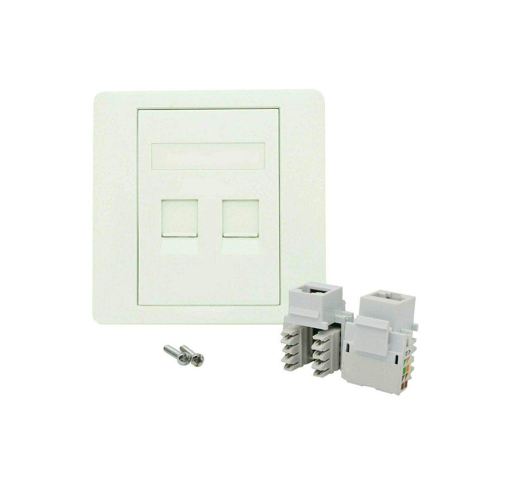 CAT5E CAT6 Network Wall Socket RJ45 LAN Faceplate 2 PORT WITH JACK ...